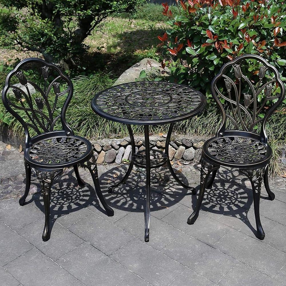 Antique Copper 3-Piece Anti-Rust Cast Aluminum Outdoor Bistro Set ...