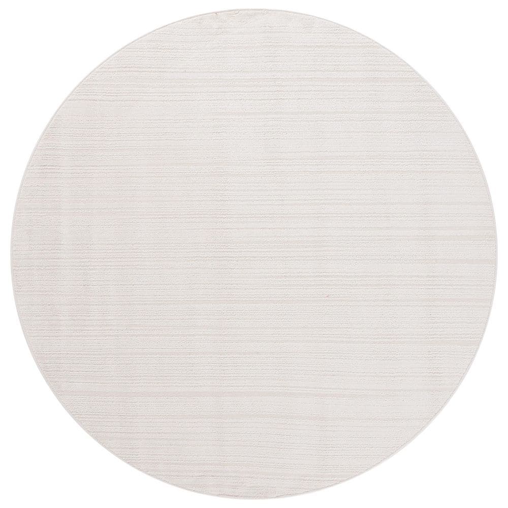 SAFAVIEH Harmony 7 ft. x 7 ft. Ivory Solid Striped Round Area Rug ...