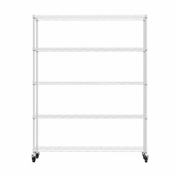Adrinfly Heavy Duty 5-Shelf White Adjustable Rack with Adjustable Feet ...