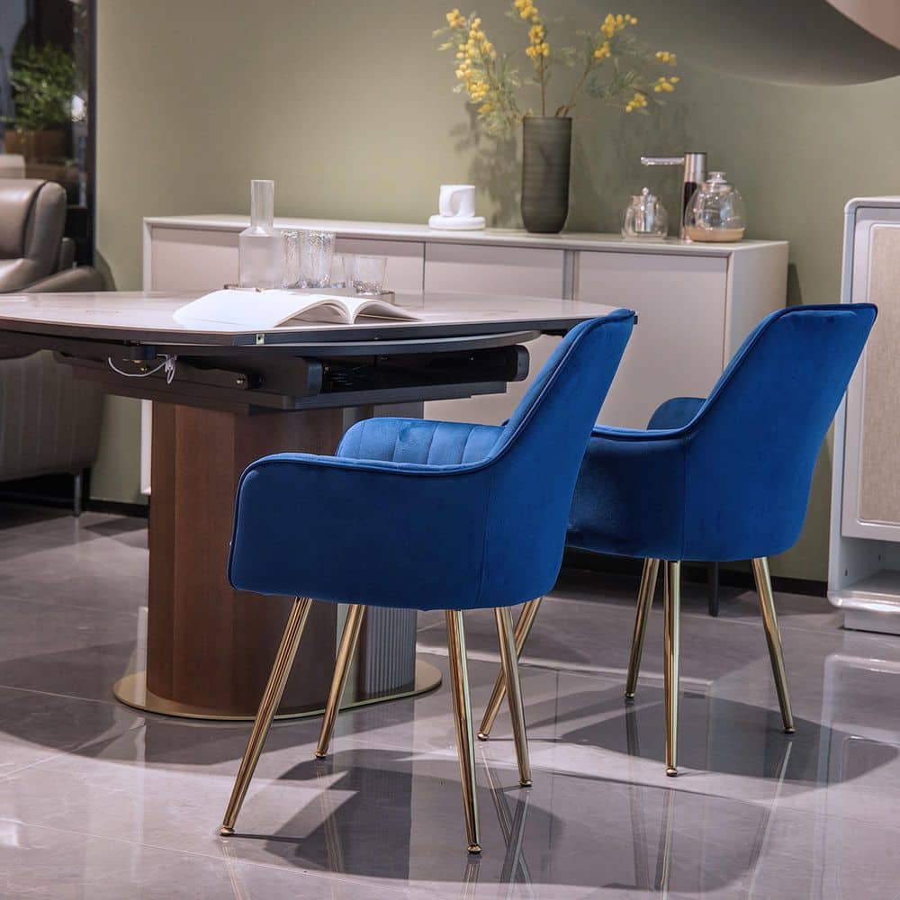Boyel Living Blue Velvet Dining Chair Modern Mid-Back Accent Chairs ...