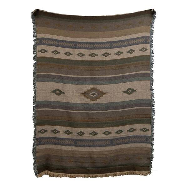 DONNA SHARP Matelasse Sierra Vista Taupe and Blue Polyester Throw ...