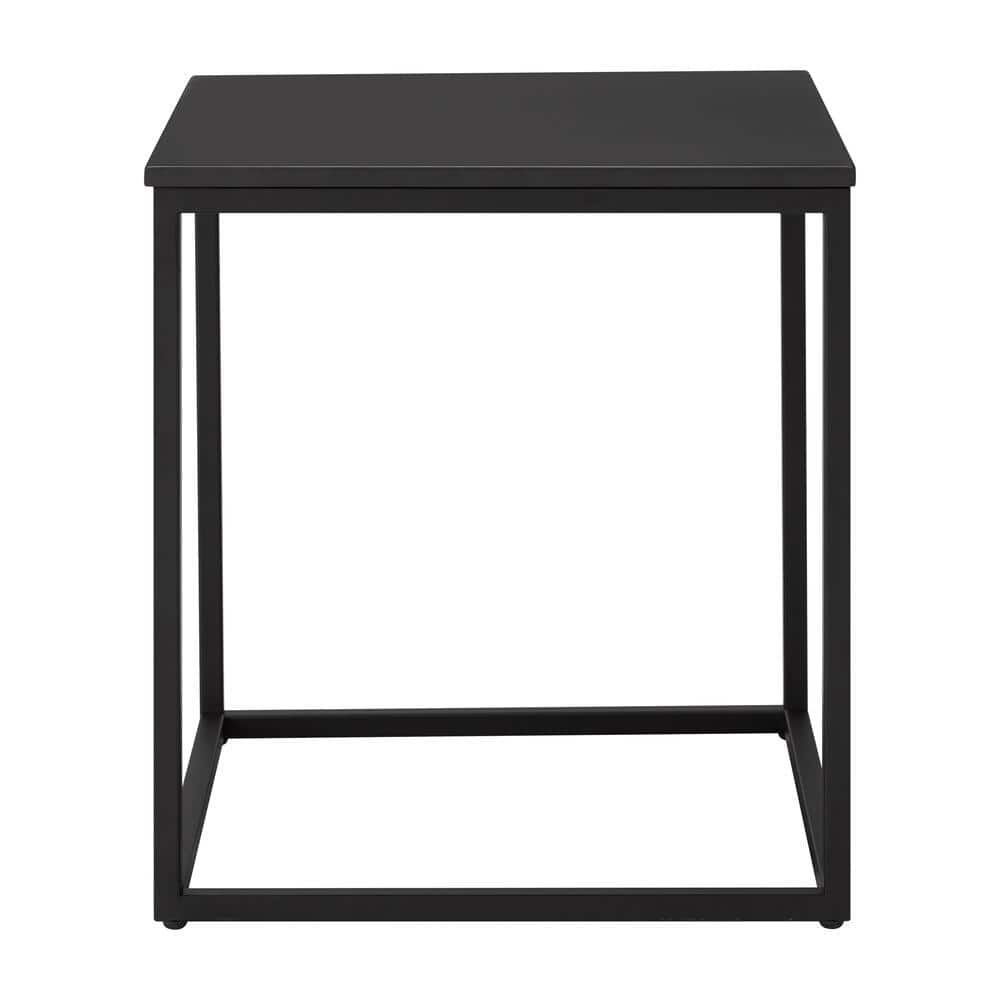 StyleWell Donnelly Black Square End Table with Black Wood Top (20 in. W ...