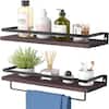 cadeninc Brick Red Floating Bathroom Shelf with Towel Rail for Bathroom ...