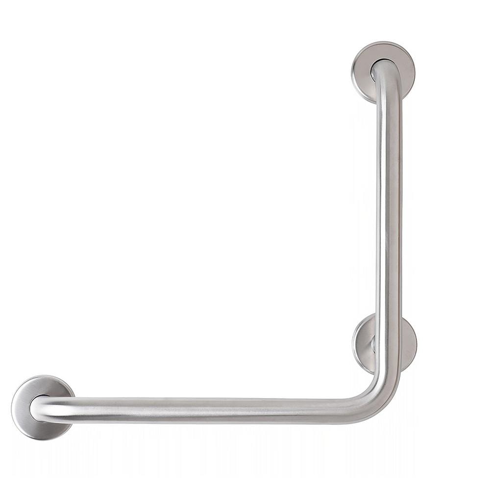 CSI Bathware 12 in. x 12 in. Left Hand Vertical Angle Grab Bar in Satin ...