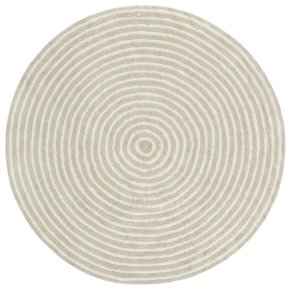 SAFAVIEH Easy Care Sage/Ivory 6 ft. x 6 ft. Machine Washable High-Low ...