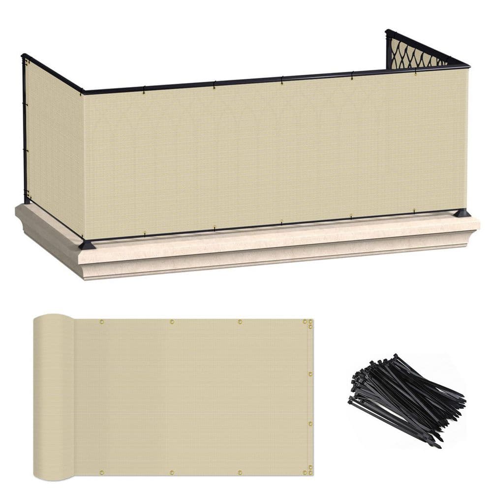 ECOOPTS 3 ft. x 25 ft. Plastic Balcony Privacy Fence Screen, UV ...