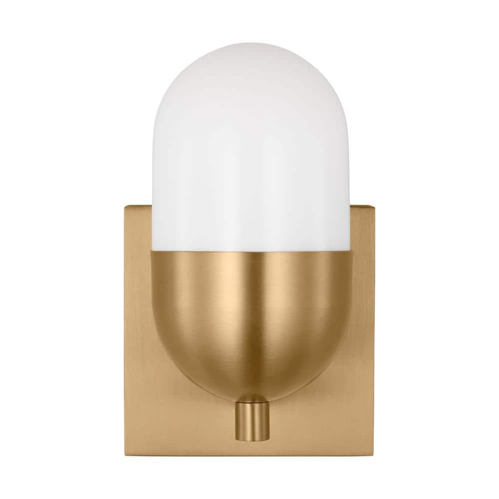 SCOTT LIVING Foster 5 in. 1-Light Satin Brass Small Vanity Light with ...