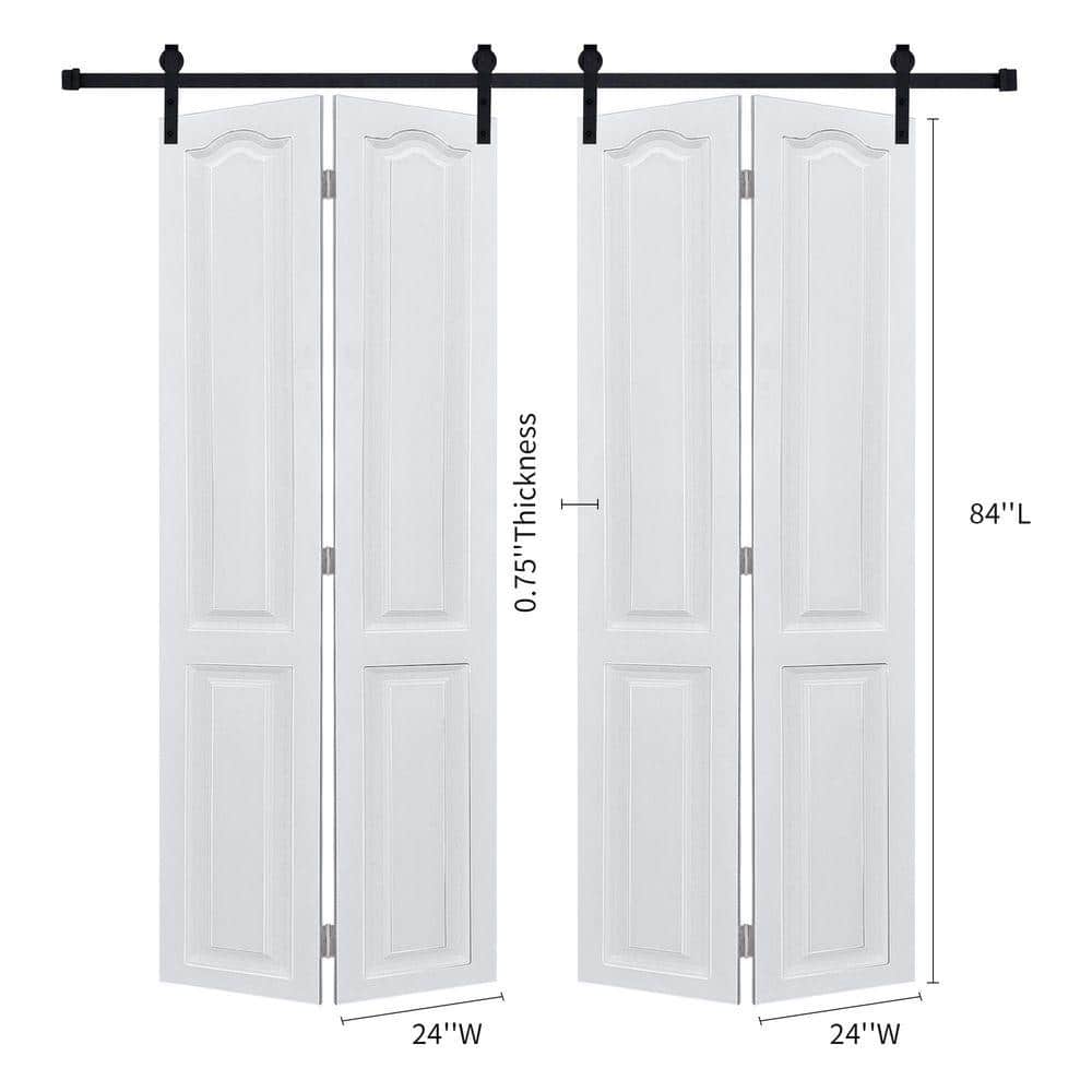 Dual CNC Crafted bi-fold door 3/4 in. thick 48 in. x 84 in. MDF White ...