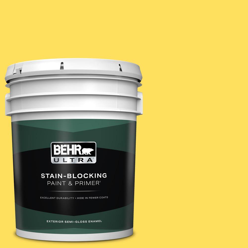 BEHR ULTRA 5 gal. #380B-5 Neon Light Semi-Gloss Enamel Exterior Paint ...