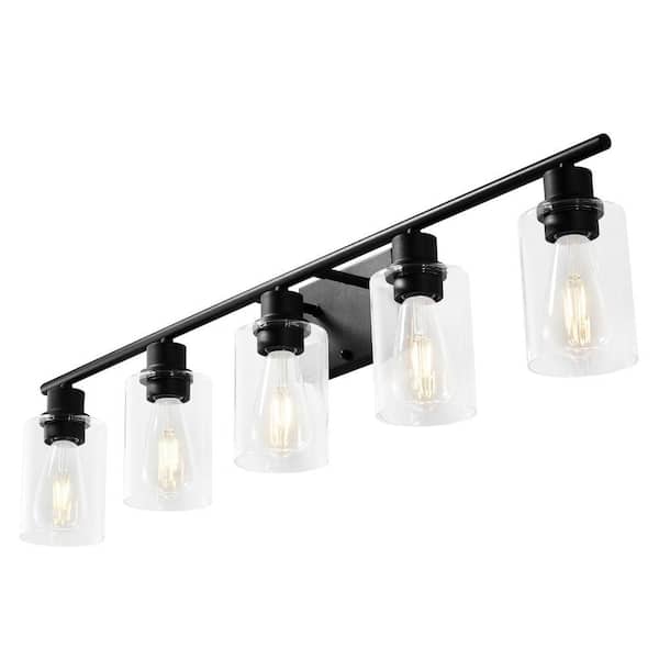 GIVIMO Bathroom Vanity Lights with Clear Glass Shades, 5-Light 37.1 in ...