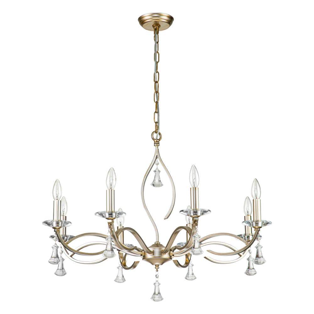 Rennnsan Charles 8-Light Brushed Silver Crystal Candlestick Chandelier ...
