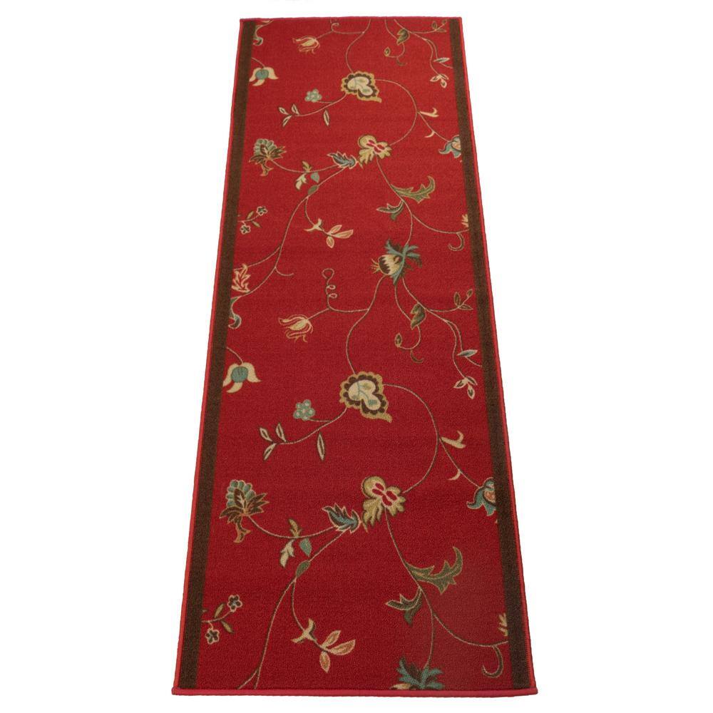 RugStylesOnline Flower Scroll Design Cut to Size Dark Red Color 36 ...