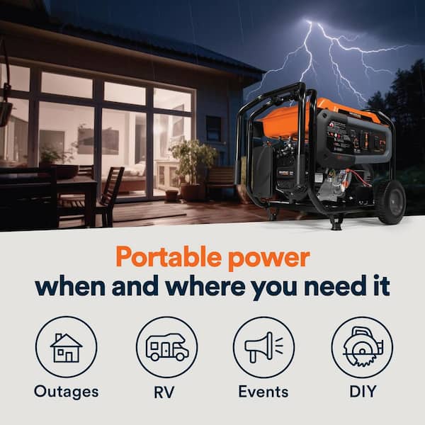 Generac 10000 / 8000-Watt Electric Start Gasoline Powered Portable ...