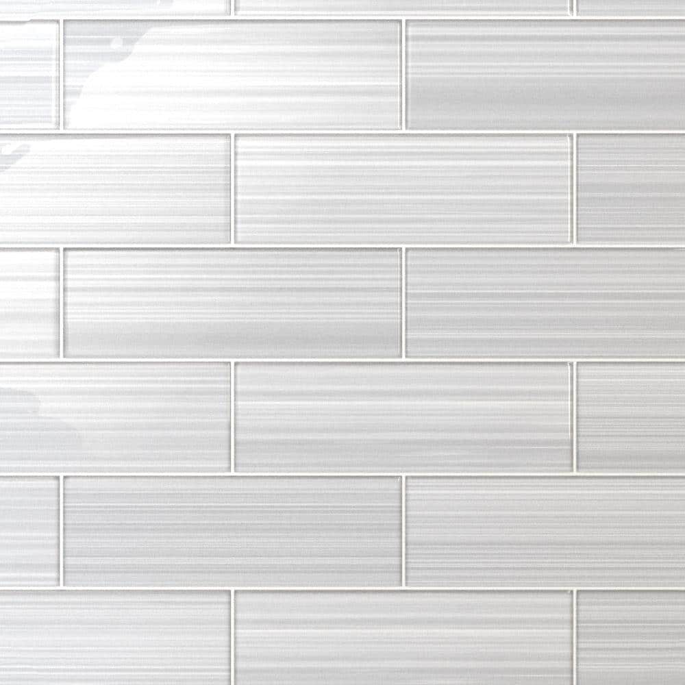 Bodesi Hand Painted Rectangular 4 in. x 12 in. Neutral Gray 10 Glass ...