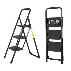 Tatayosi 3-Step Iron Folding Step Stool Ladder 330 lbs. Load Capacity ...