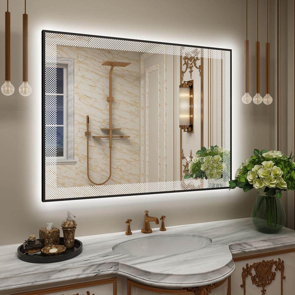 Apmir 40 in. W x 30 in. H Rectangular Framed Checkerboard LED Lighted ...