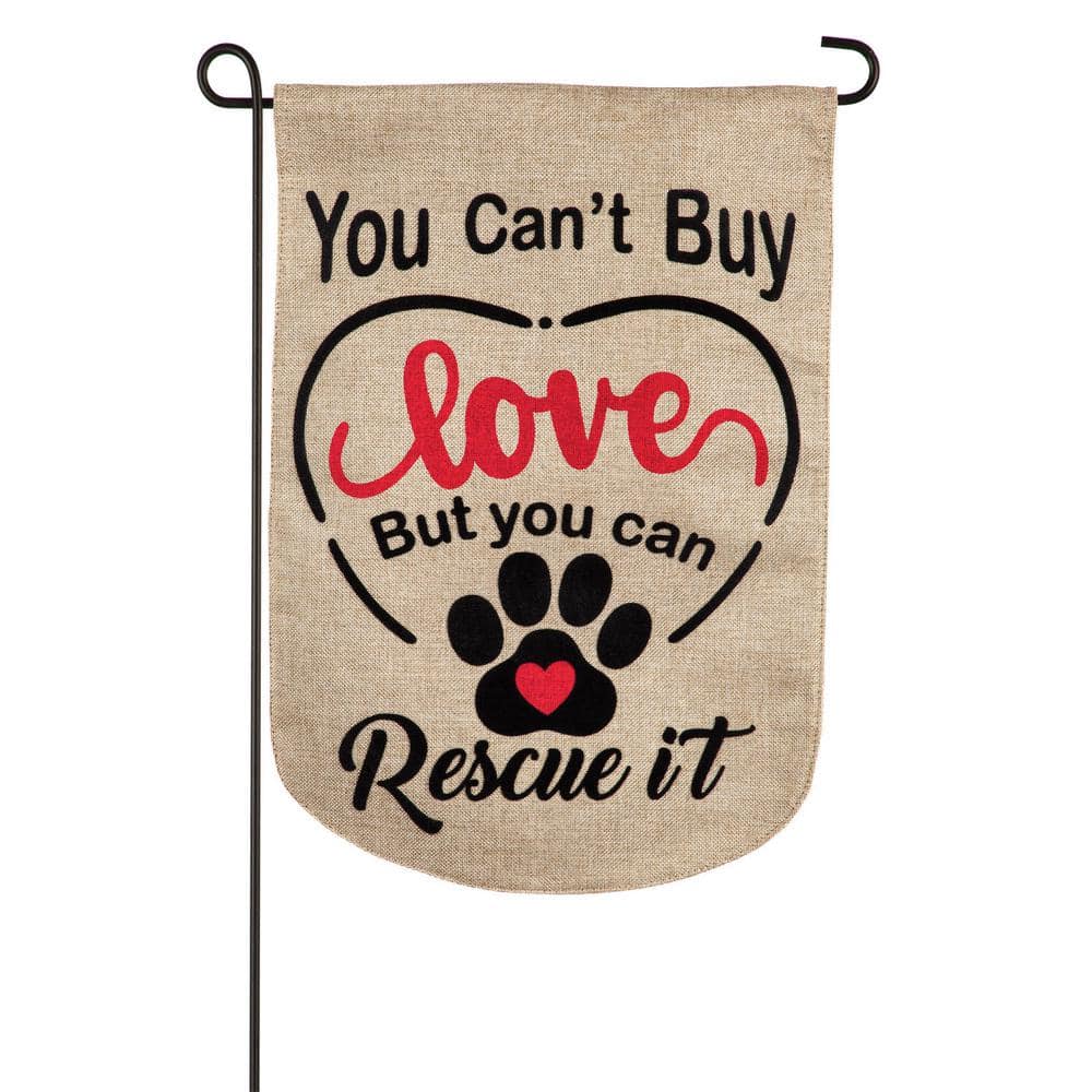 Evergreen 1 ft. x 1-1/2 ft. You Can't Buy Love Garden Burlap Flag ...