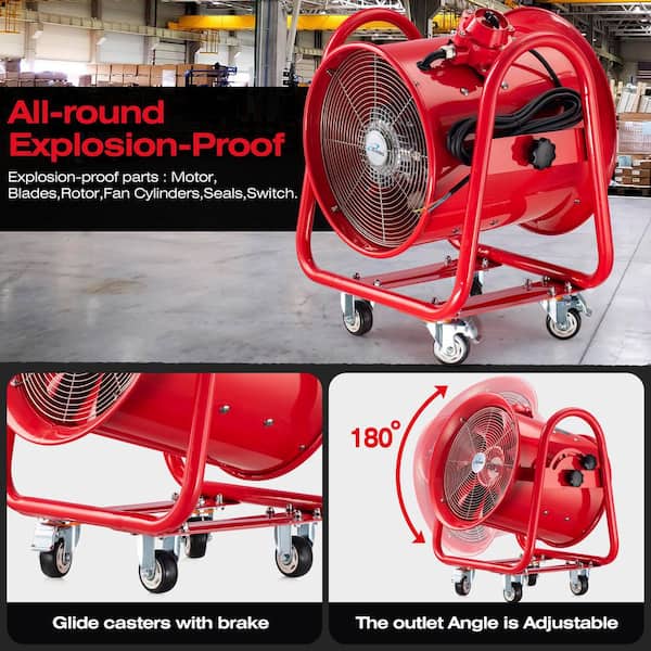 Paint Booth 16" Explosion-Proof Wall-Mounted Blower Fan, 750W ...