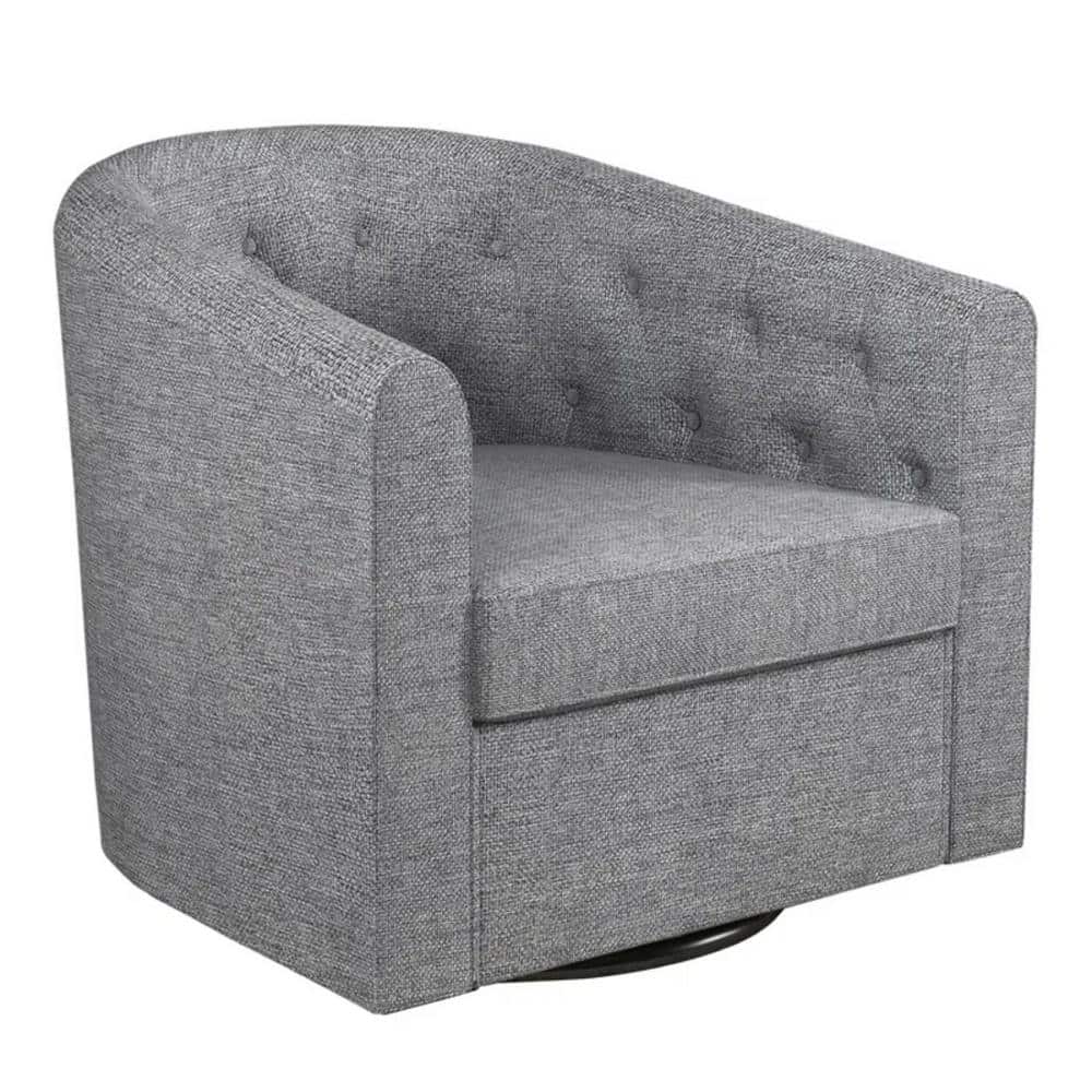 Bestier 28 inch. W Gray Linen 360° Swivel Accent Chair with Tufted ...