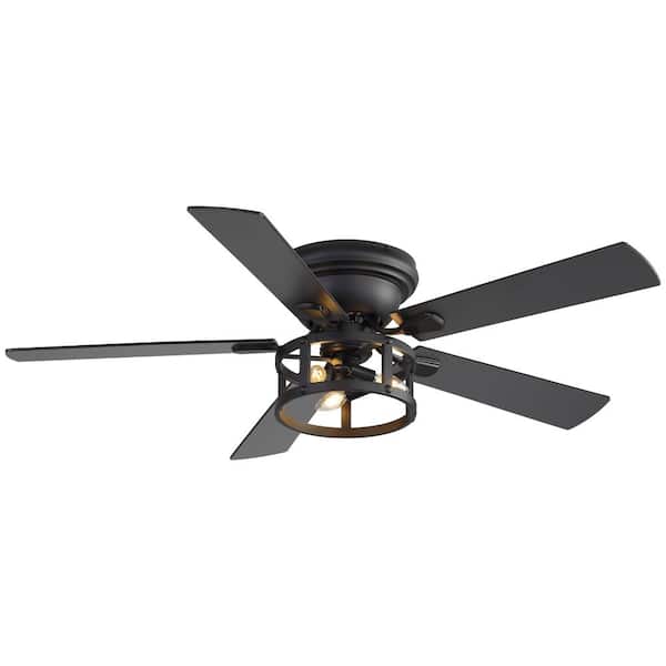 Airsurfer 52 in. Indoor Black Farmhouse Dual Finish 6-Speed Flush Mount ...