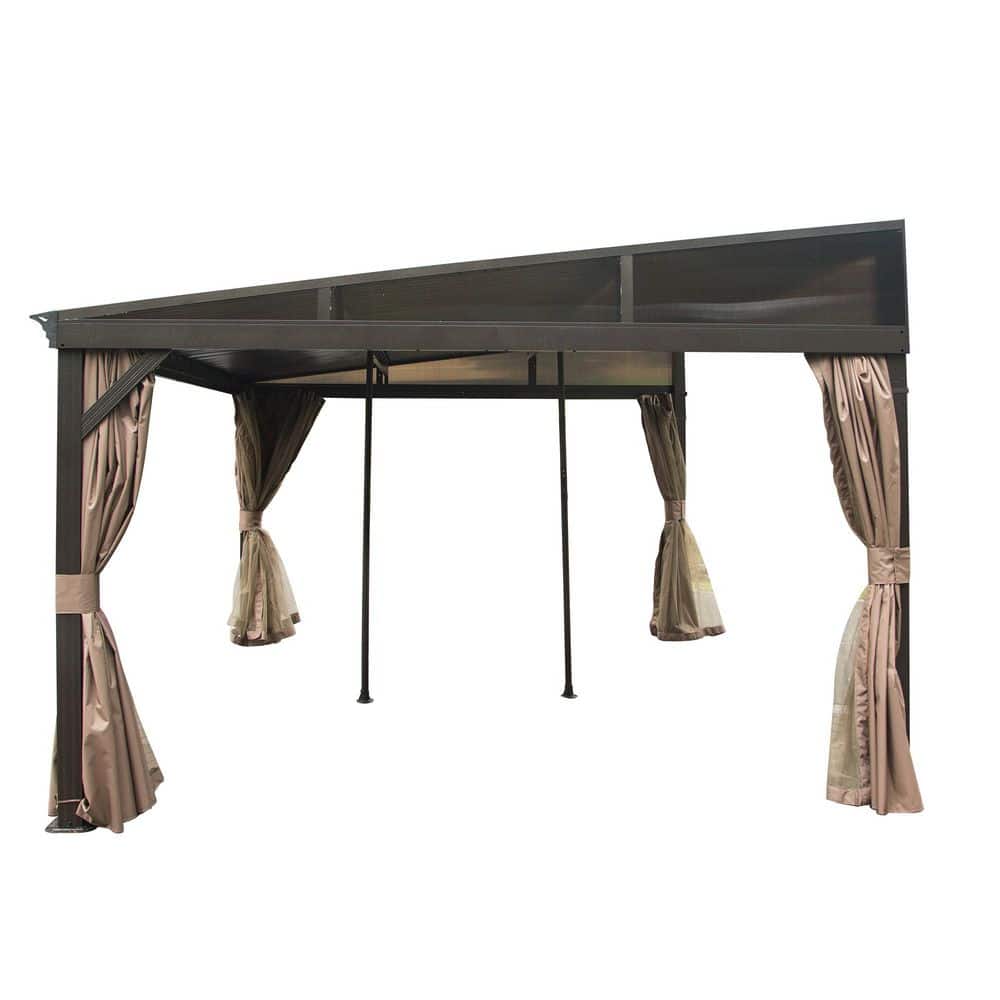 Mondawe 10 ft. x 12 ft. Brown Outdoor Aluminum Frame Galvanized Steel ...