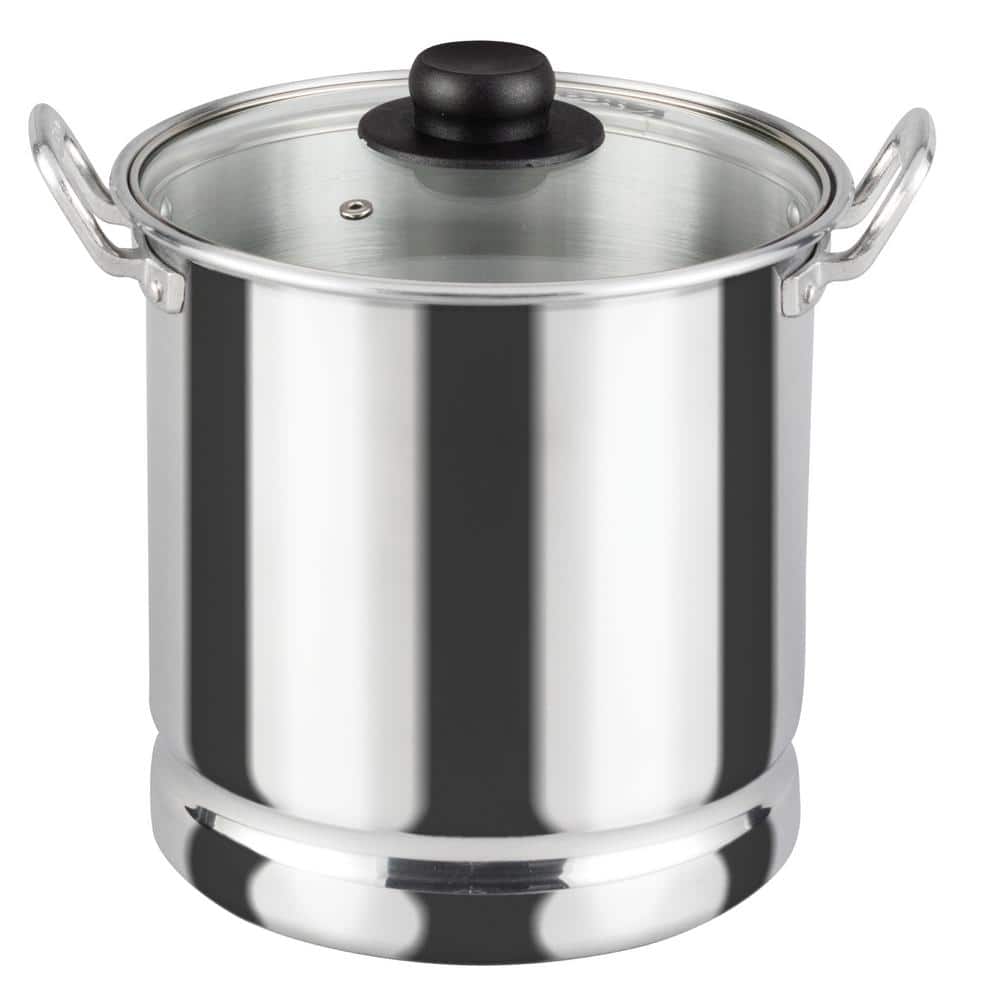 VASCONIA 23.6588-Cups Silver Steamer Stock Pot with Glass Lid 4043624 ...