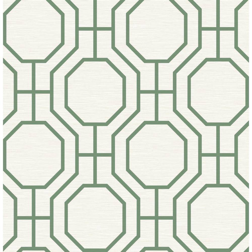 A-Street Prints Manor Geometric Trellis Green Nonpasted Non Woven ...