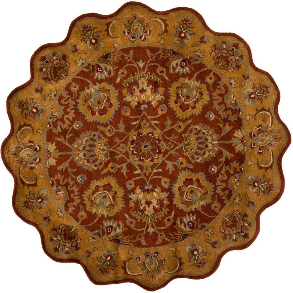 SAFAVIEH Heritage Red/Natural 6 ft. x 6 ft. Floral Antique Round ...