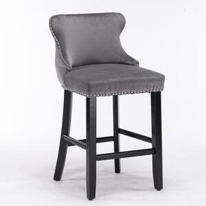 Homy Casa Aldridge 26 in. Grey Low Back Metal Frame Counter Stool with ...