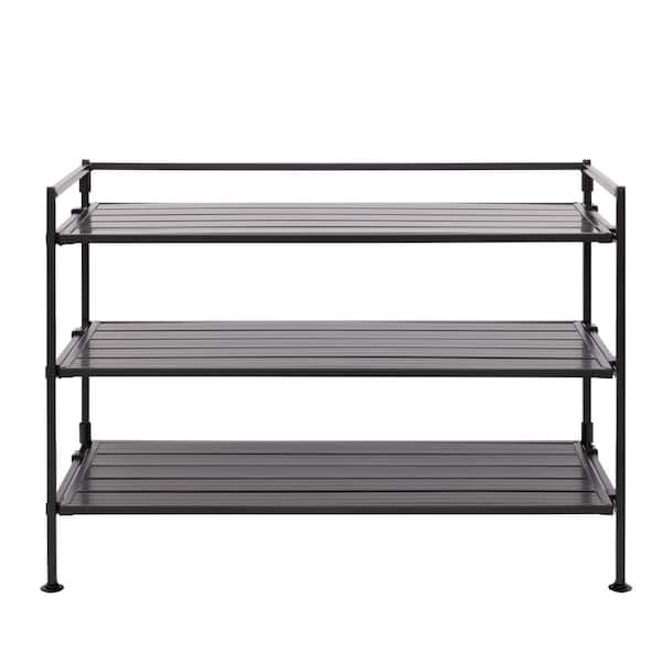Seville Classics 19 in. H 12-Pair 3-Tier Espresso Resin Sturdy Metal ...
