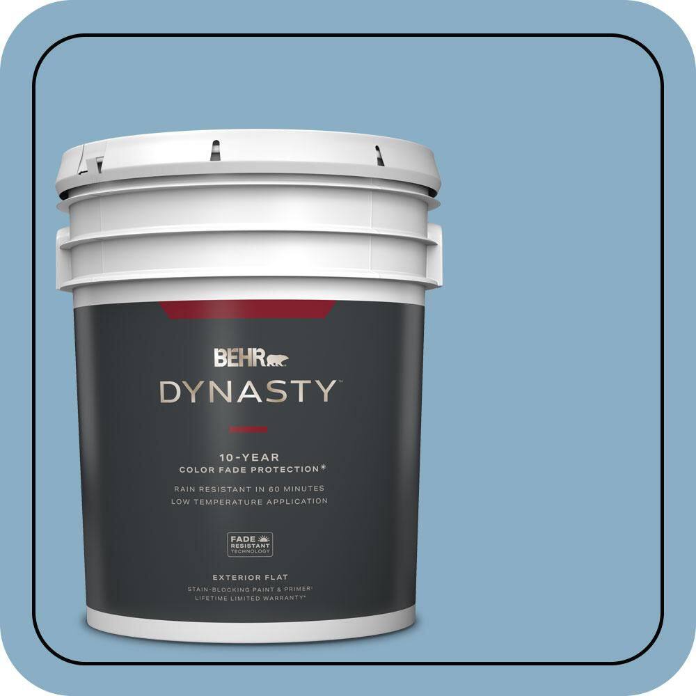 BEHR DYNASTY 5 gal. #S500-4 Chilly Blue Flat Exterior Stain-Blocking ...