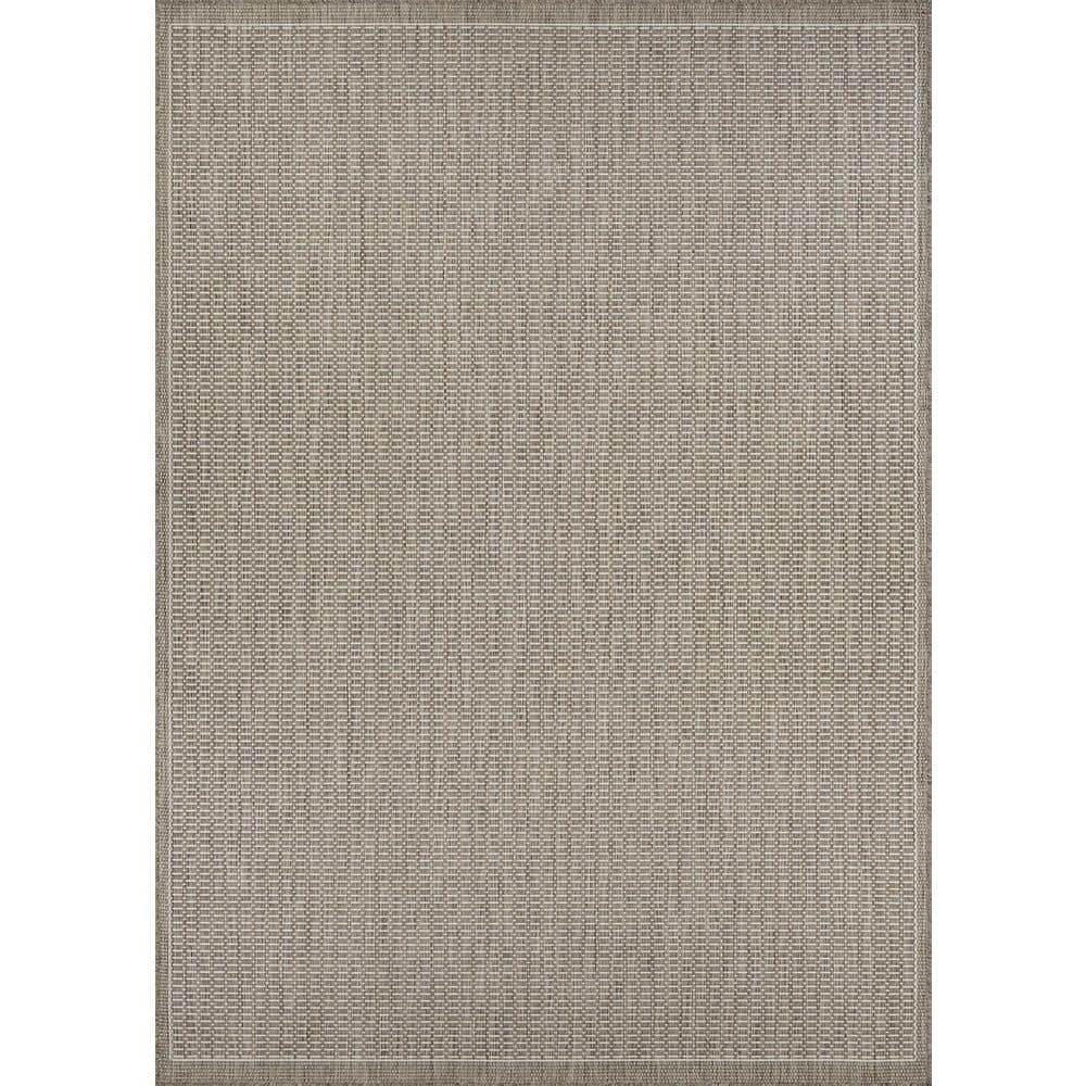 Couristan Recife Saddle Stitch Ivory-Taupe 6 ft. x 9 ft. Solid Indoor ...