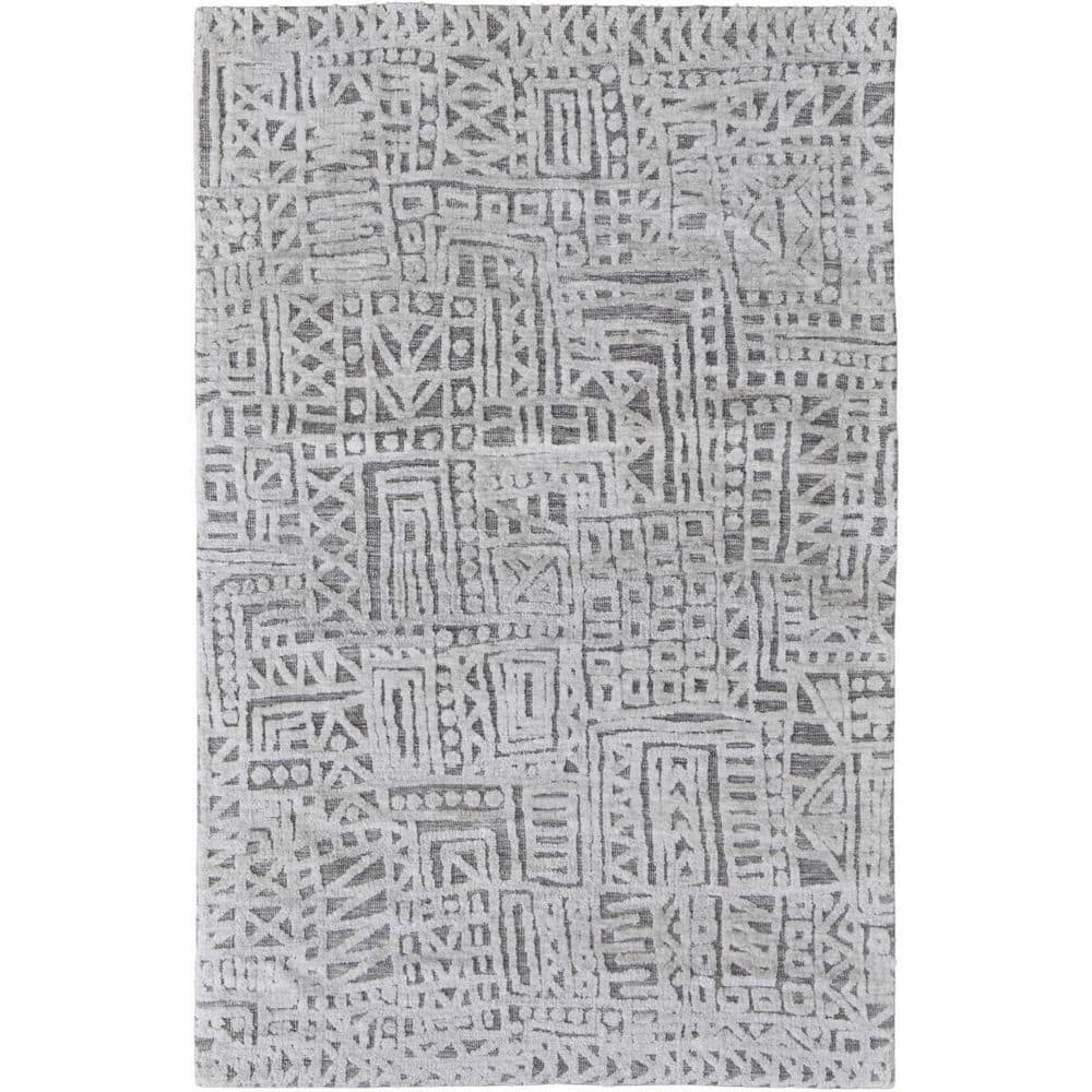 HomeRoots 2 ft. x 8 ft. Gray Geometric Area Rug 2000512269 - The Home Depot