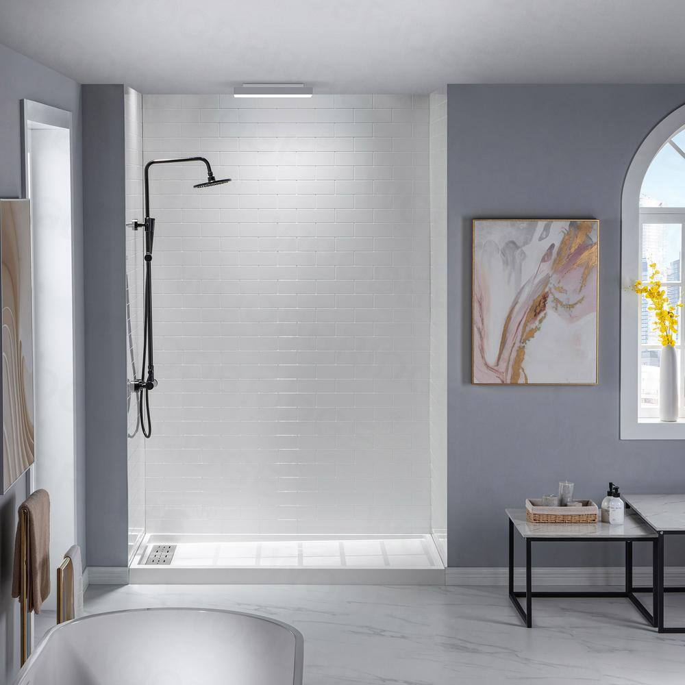 WOODBRIDGE 36 in. x 60 in. x 96 in. Solid Surface 3-Piece Easy Up ...