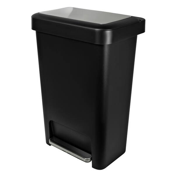 Hefty 12.4 Gal. Black Wide Step-On Trash Can-HFT-5206075451 - The Home ...