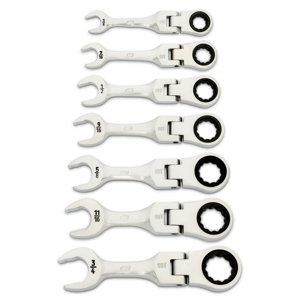 GEARWRENCH 90-Tooth 12 Point SAE Stubby Flex Ratcheting Combination ...