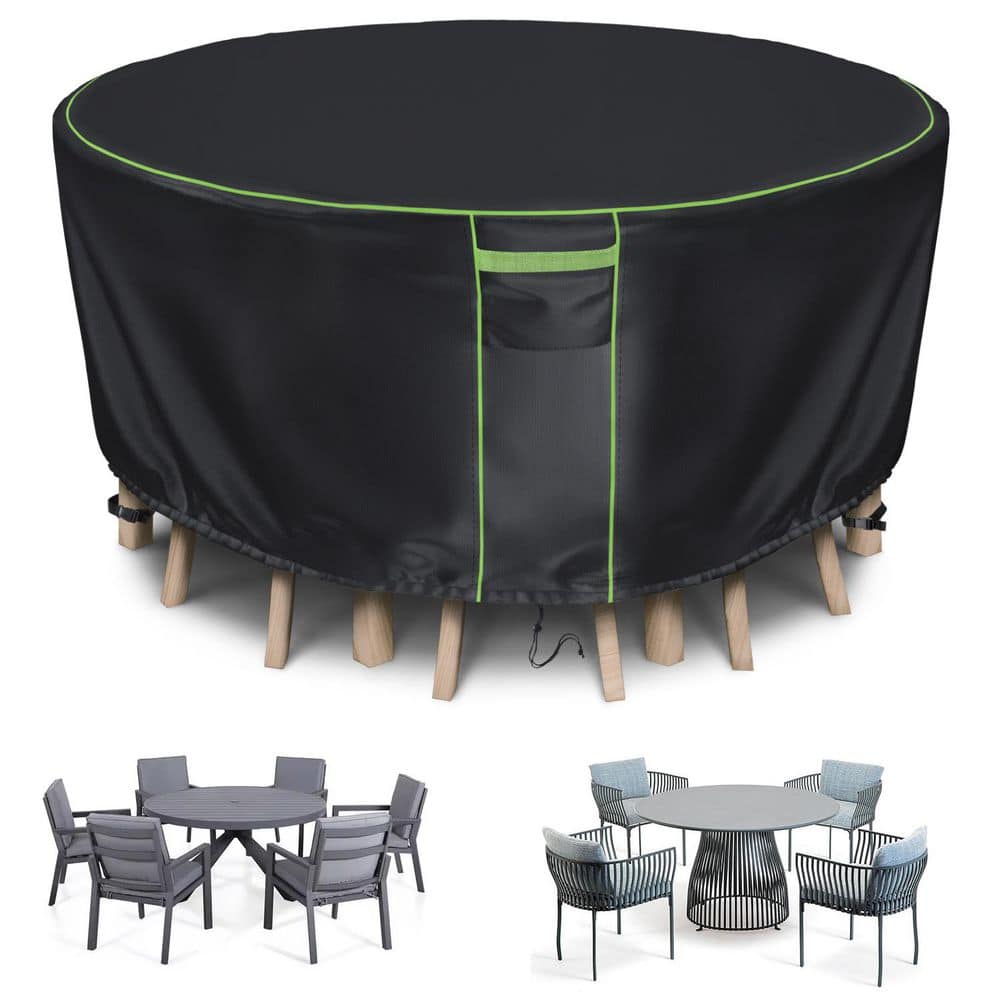 Round Patio Cover, Waterproof Outdoor Table and Chair Cover, Fade Proof ...