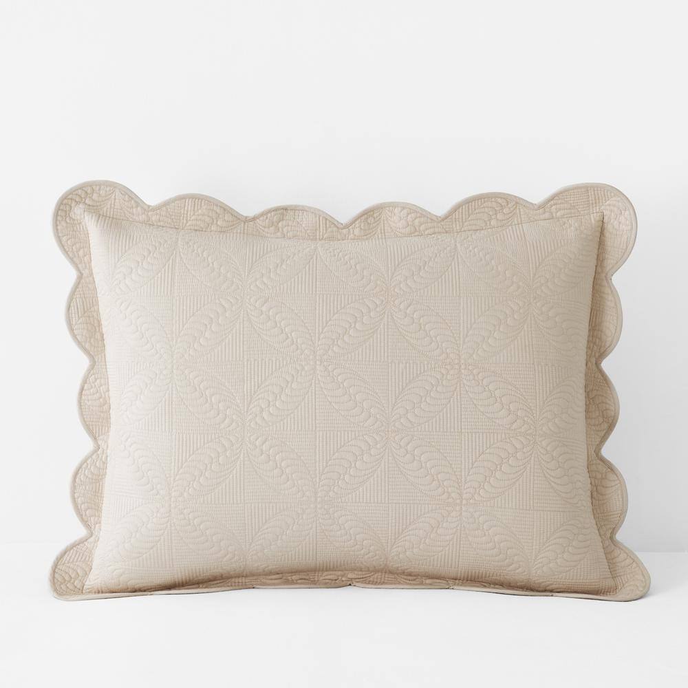 The Company Store Scallop Lightweight Quilted Tan Cotton Standard Sham ...