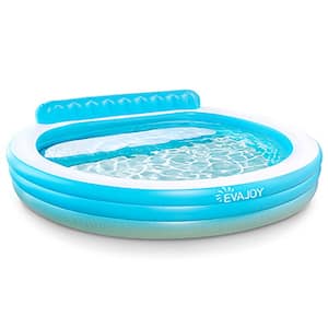 88 in. x 85 in. Round 21 in. Deep Inflatable Pool Above Ground Blow Up ...