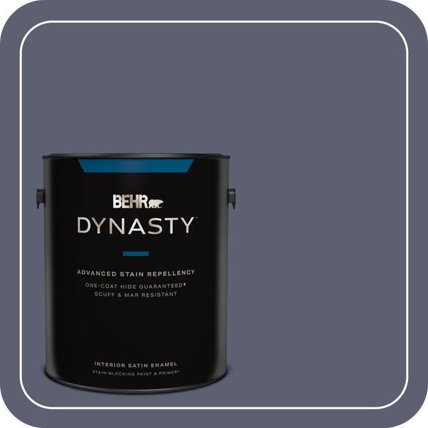 BEHR DYNASTY 1 gal. #S550-6 Mysterious Night One-Coat Hide Satin Enamel ...