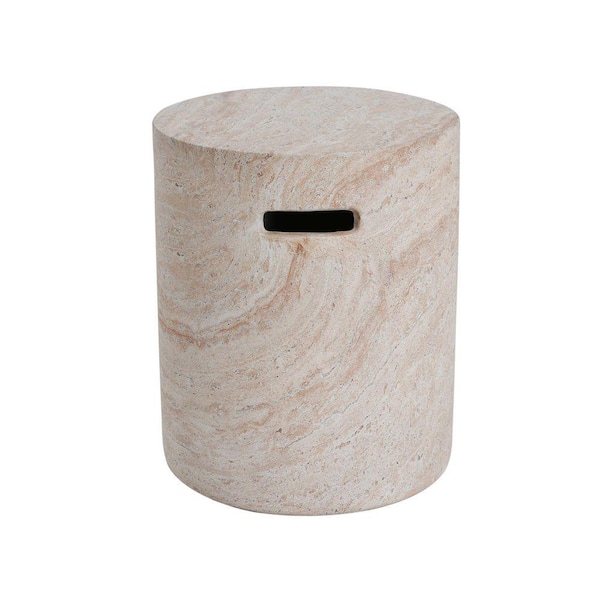 Miscool Avex Beige Round Lightweight Concrete 18.5 in. H Outdoor ...