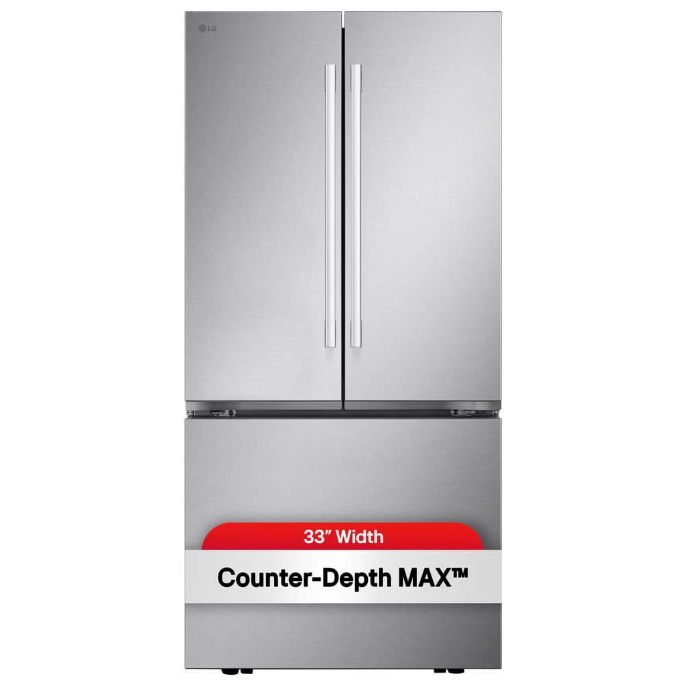 LG 33 in. W. 21 cu. ft. 3-Door French Door Smart Refrigerator with Ice ...