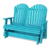 WILDRIDGE Heritage 2-Person Aruba Blue Plastic Outdoor Double Glider ...