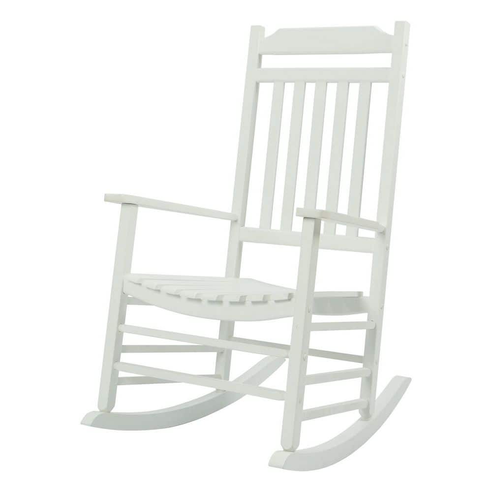 KOZYARD Porch Rocker Solid White Wood Outdoor Rocking Chair KZWRC68WHI ...