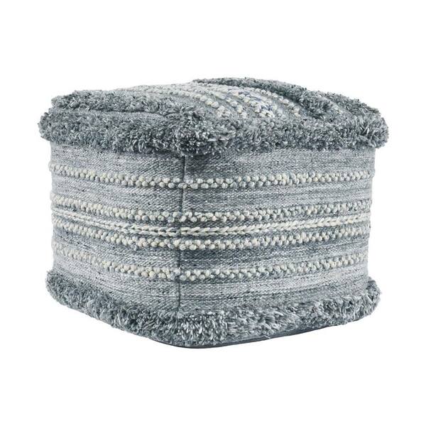Benjara Kobi Blue Polyester Square Accent Ottoman BM331509 - The Home Depot