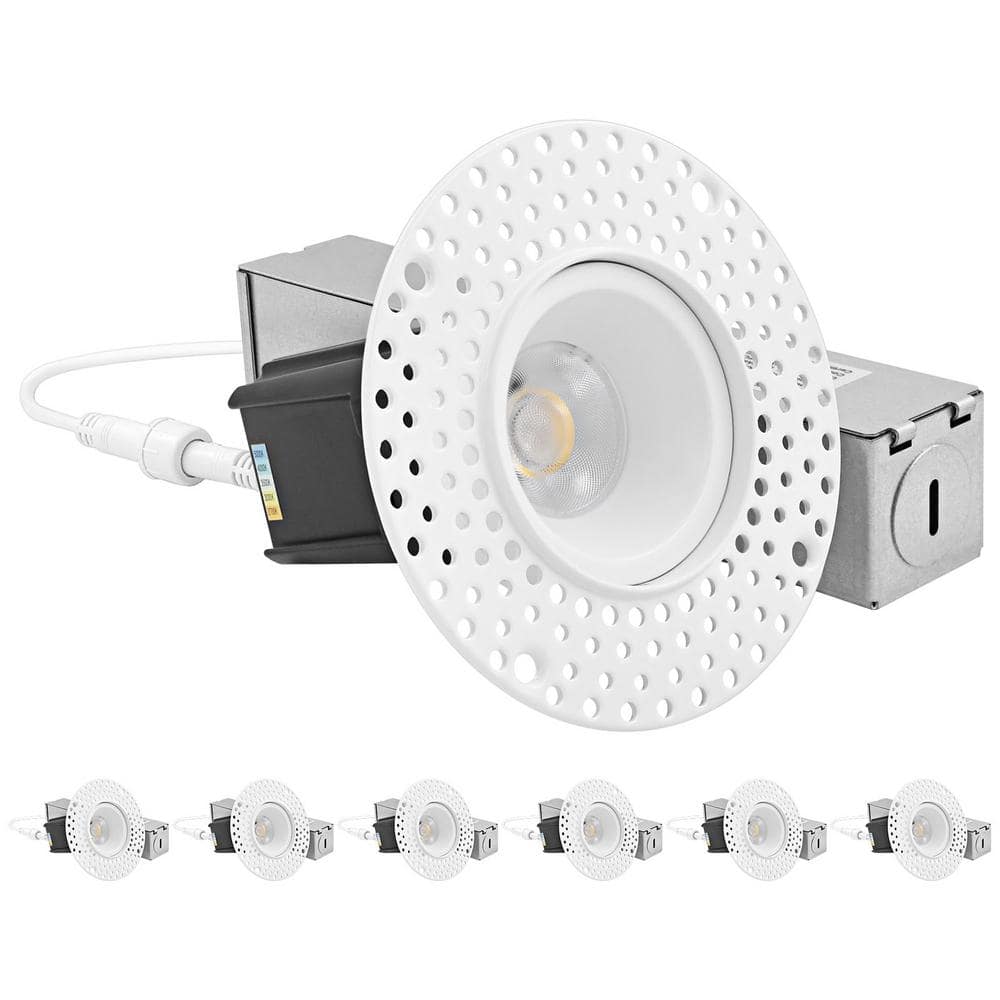LUXRITE 1 in. Canless Remodel Integrated LED Trimless Recessed Light 5 ...