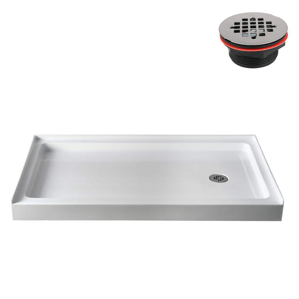 Streamline 60 in. L x 36 in. W Alcove Acrylic Shower Pan Base in Glossy ...