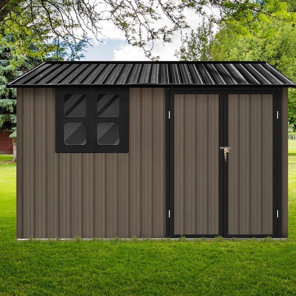 Coporesell 8 ft. x 6 ft. Metal Shed with Window (48 sq. ft ...