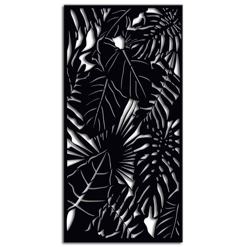 OUTDECO Rainforest 3 ft. x 6 ft. Powder Coated Steel Decorative Screen ...
