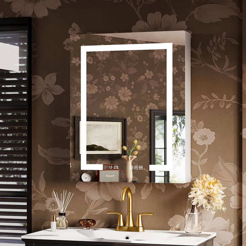 Bezeit 24 in. W x 30 in. H Rectangular Silver Aluminum Recessed/Surface ...